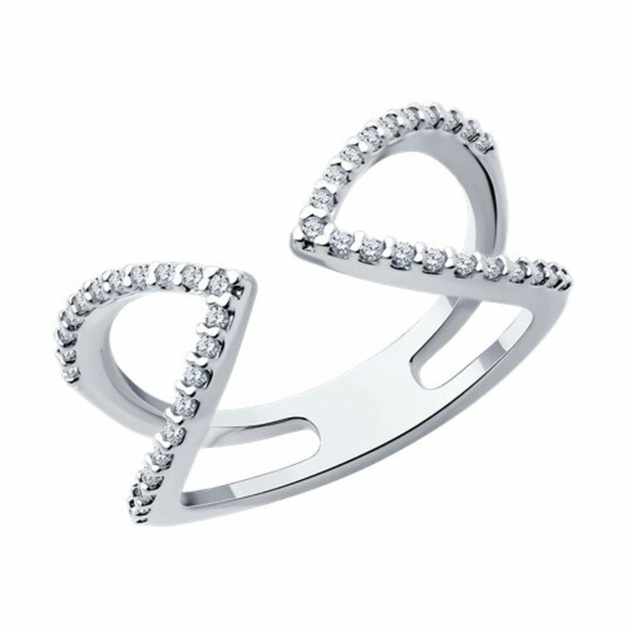 Кольцо дорожка, серебро, 925 проба, родирование, фианит