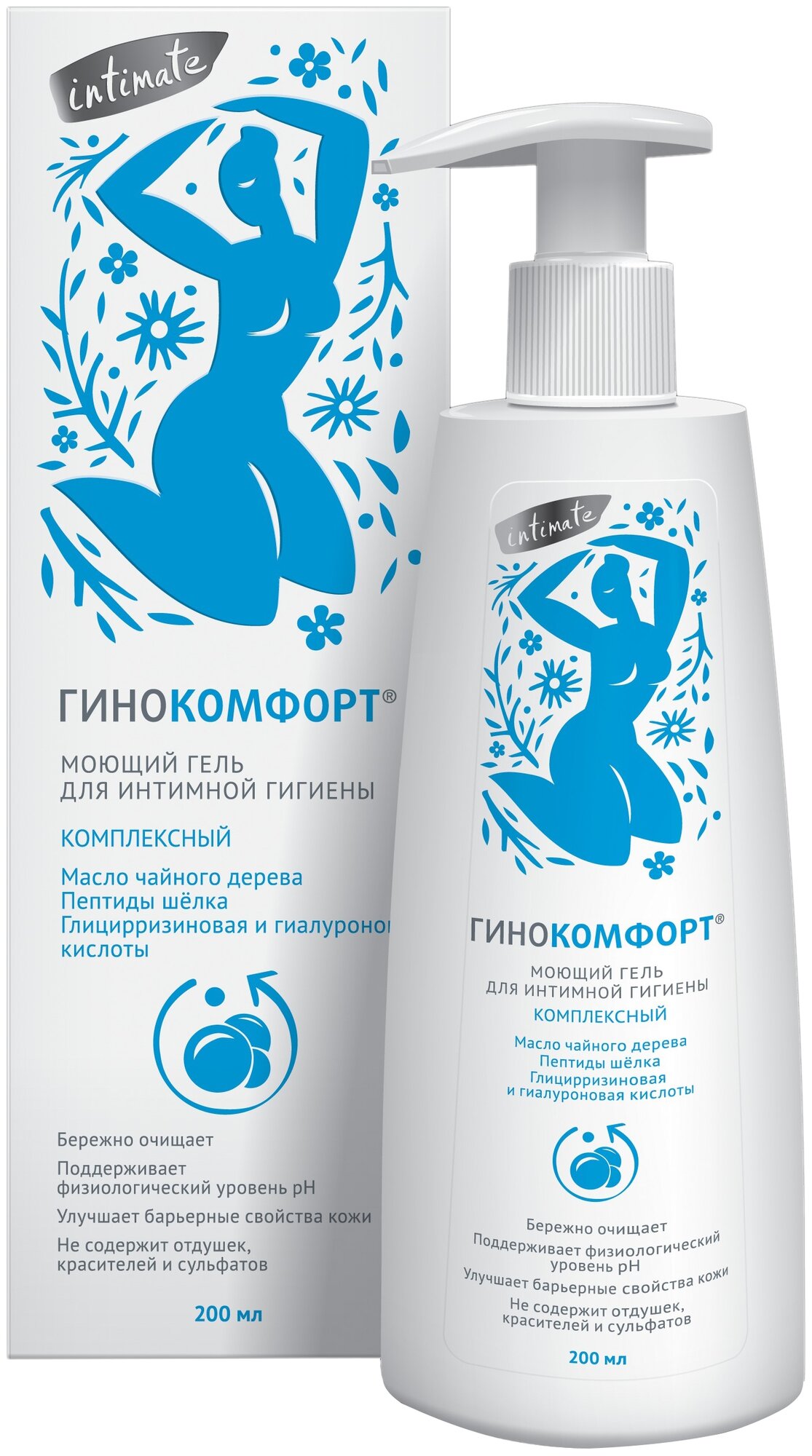 Гинокомфорт гель для интимной гигиены моющий "Комплексный" фл. 200мл