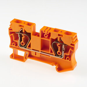 AK6-OR клемма 6.0 mm2, 41А, проходная, безвинтовая, Dinkle. цвет оранжевый.