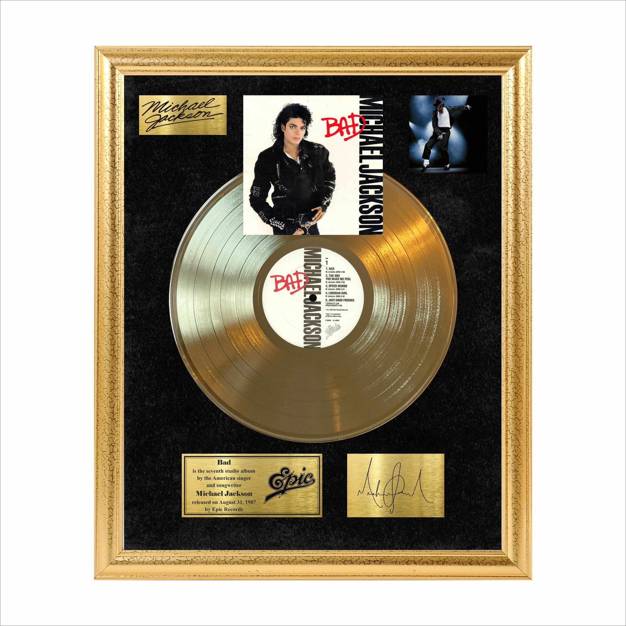 Золотой диск Michael Jackson в рамке