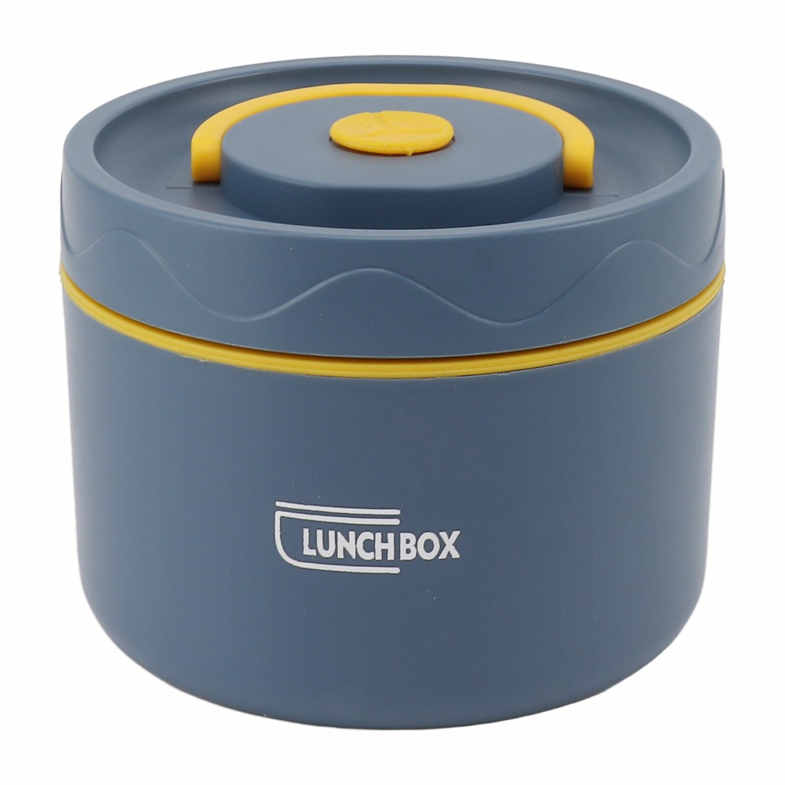 Нержавеющая сталь, 550 мл, изолированный ланч-бокс Bento, 2-х уровневый штабелируемый круглый герметичный контейнер для еды, глубокий морской синий