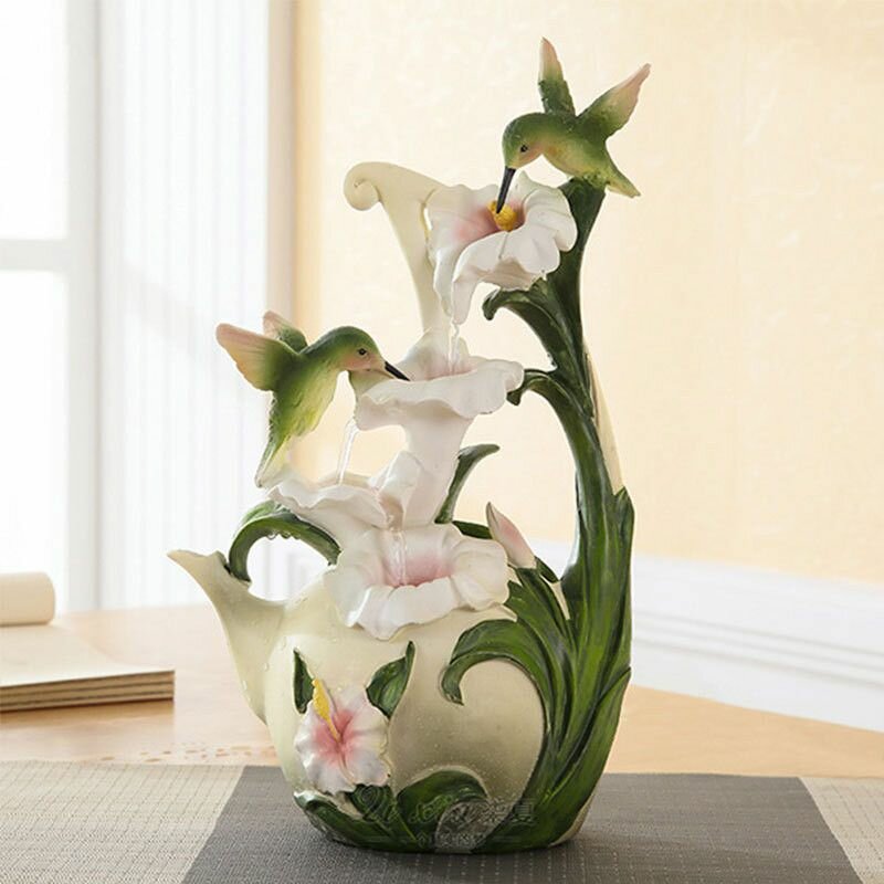 Фонтаны, настольные колибри, водяные украшения из лилий, поделки из смолы, креативные украшения для дома