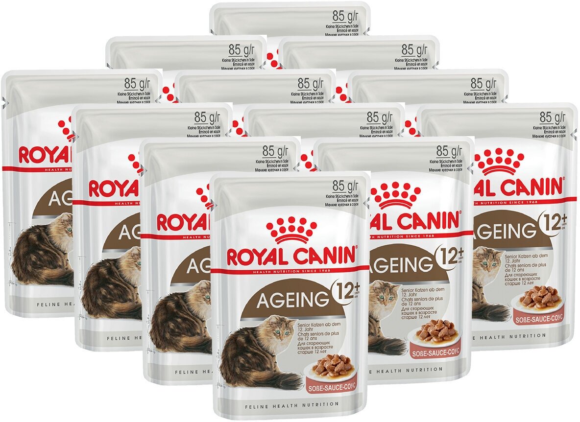 Влажный корм для пожилых кошек Royal Canin Ageing +12 для здоровья костей и суставов, 28 шт х 85 г (кусочки в соусе)