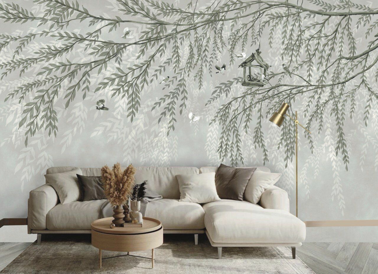 Обои бесшовные "Маленькая жизнь" бежевый монохром (ширина 2550мм х длина 3000мм)