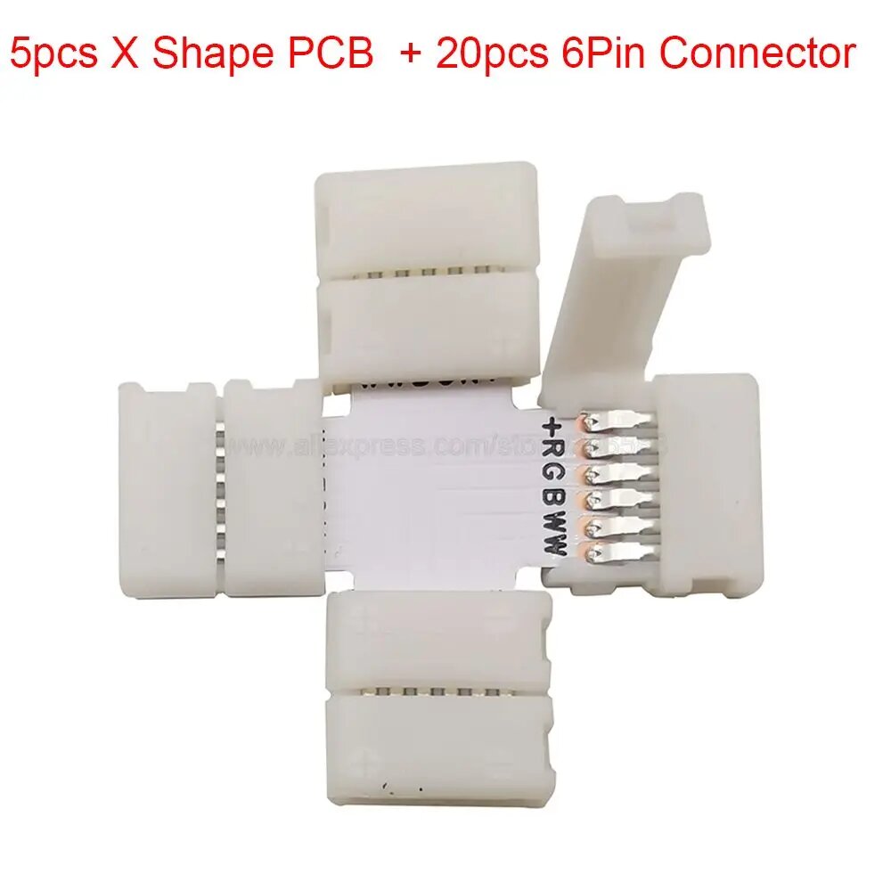 Veromount 6pin b2b 12MM 6-контактный угловой разъем для RGB CCT светодиодной ленты X Shape Set