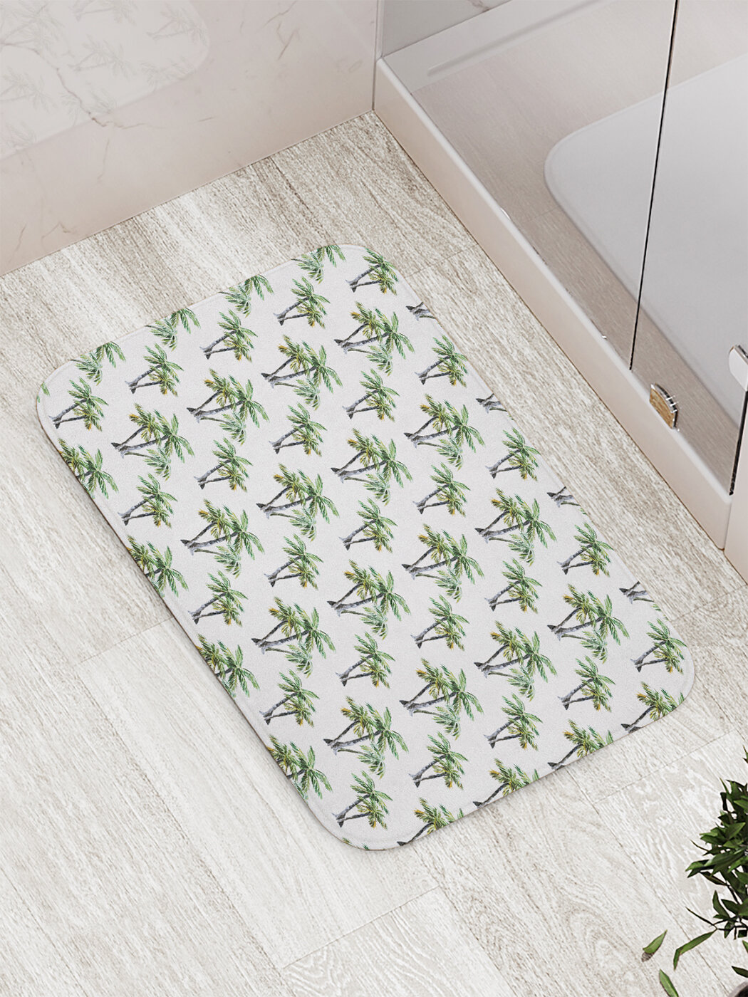 Коврик для ванной комнаты, туалета "Три пальмы" противоскользящий, 52х77 см, JoyArty