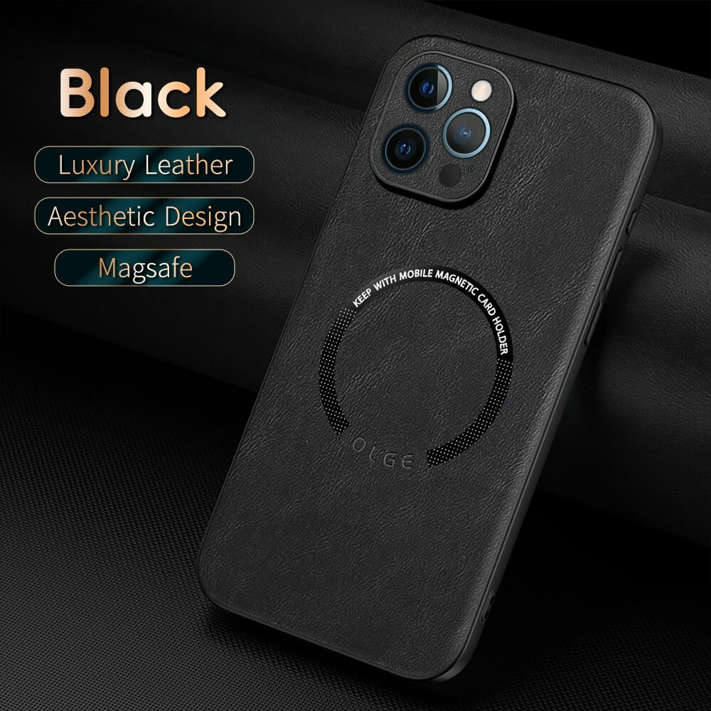 OLGE Роскошная кожаный MagSafe чехол для Apple iPhone 12 Pro Max (айфон 12 про макс)