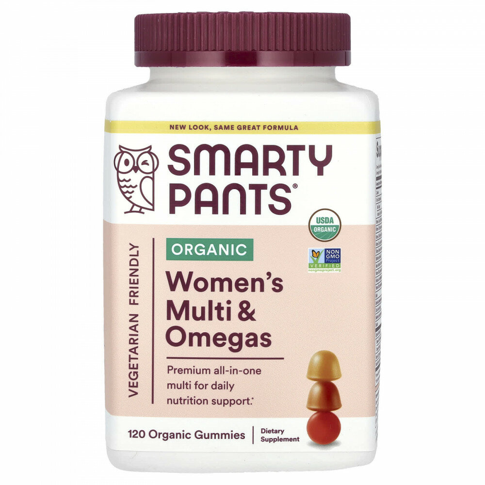SmartyPants, Organics, Complete, комплекс для женщин, малина, лимон, лайм и виноград, 120 вегетарианских жевательных конфет