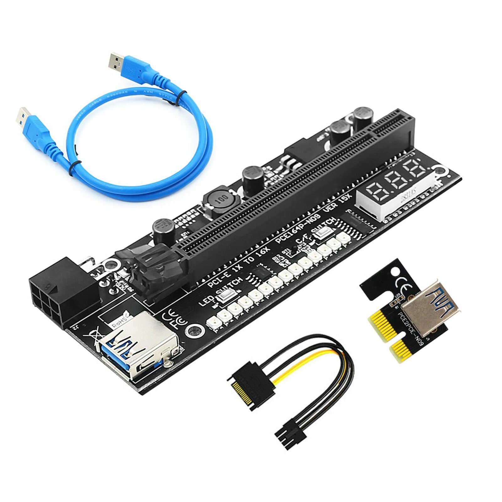 PCI-Express 1X - 16X GPU Adapter Riser Высокоскоростной кабель-удлинитель USB3.0 SATA