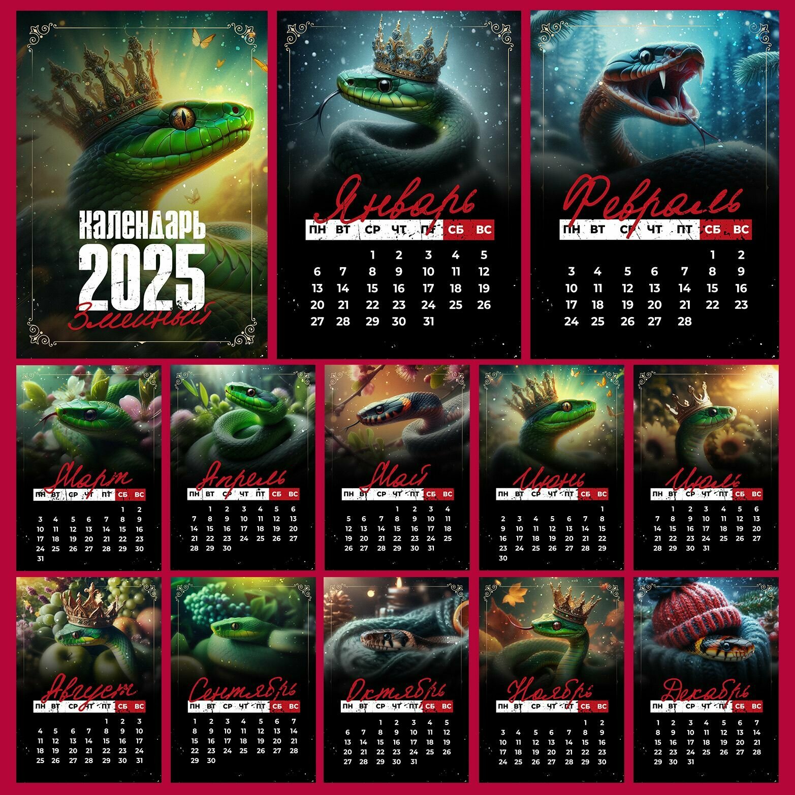 Календарь со змеёй