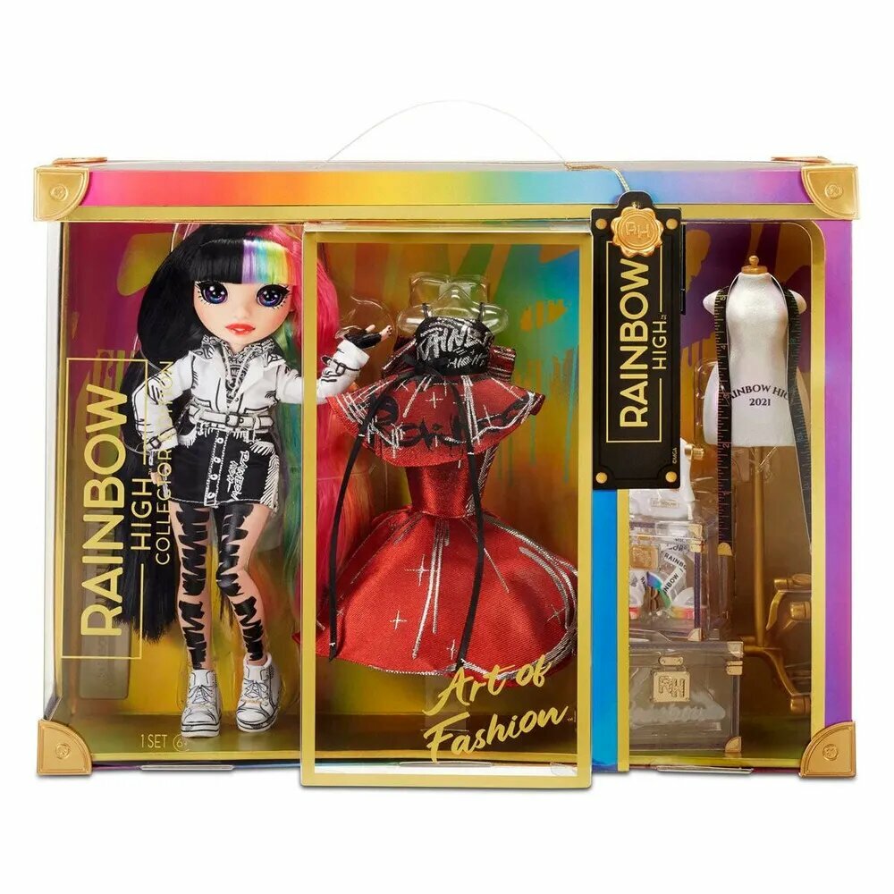 Rainbow High 2021 Jett Dawson Collector Fashion Doll/2 дизайнерских наряда для смешивания/Кукла Джетт Доусон с черными и радужными волосами/1 кусок