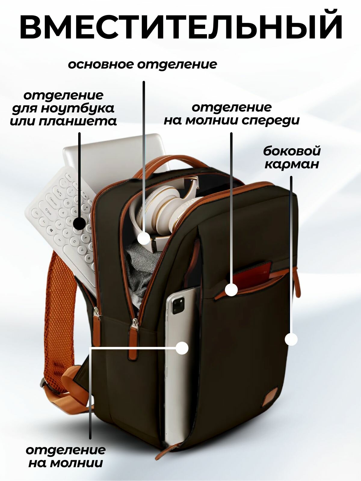 Рюкзак 4Rats, для ноутбука, отделение для ноутбука, защита от воды, эргономичный, черный — фото 1