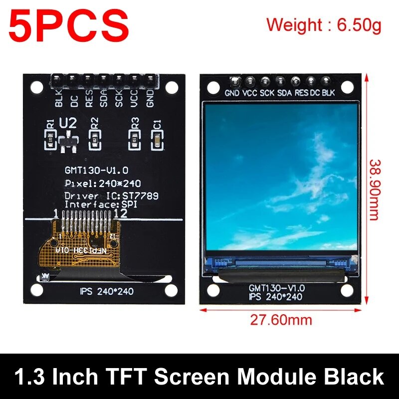 1.3" TFT экран IPS 240x240, 5шт, черный
