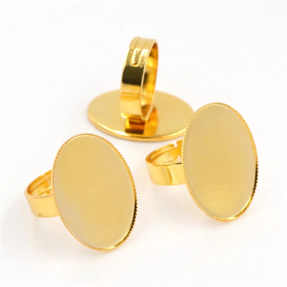 Регулируемые заготовки для колец из латуни Wadsfred 18x25mm 10pcs, Gold