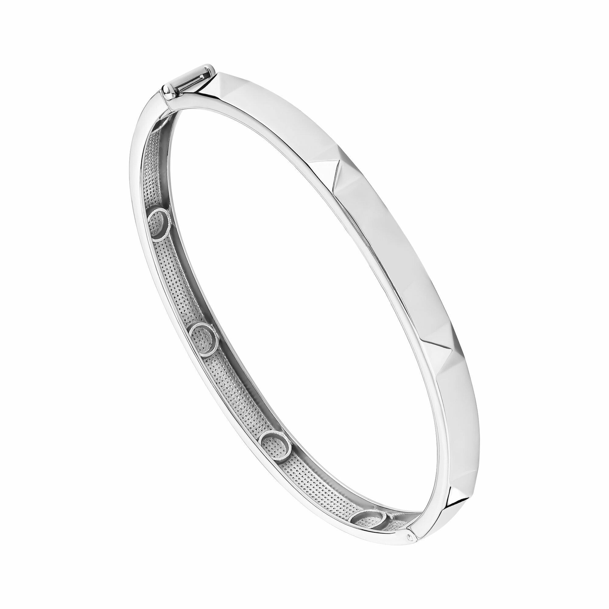 Жесткий браслет, серебро, 925 проба, родирование