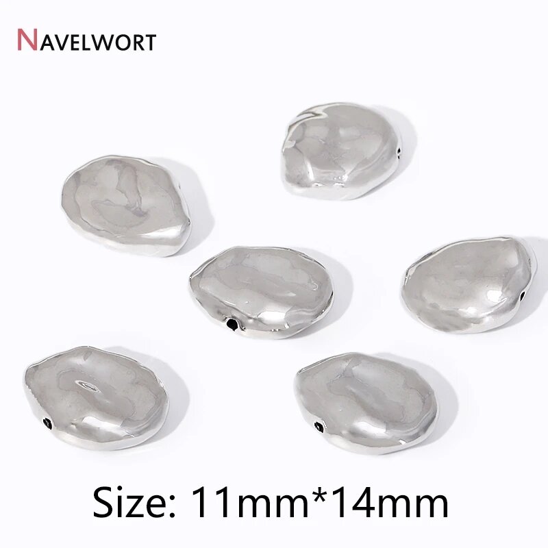Металлические бусины NAVELWORT, Rhodium plated, 11*14 мм