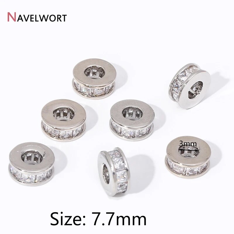 Разделители для бусин, Латунные круглые бусины-разделители 14 к с золотым покрытием, разделители для бусин, инкрустированные циркониевыми круглыми свободными бусинами для изготовления браслетов своими руками