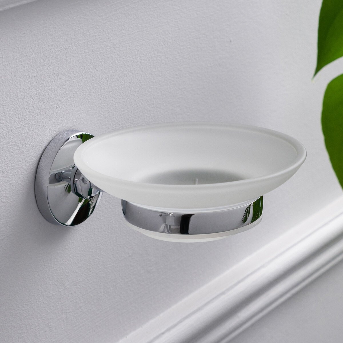 Мыльница для ванной настенная из матового стекла Pulse VERRAN цвет Хром