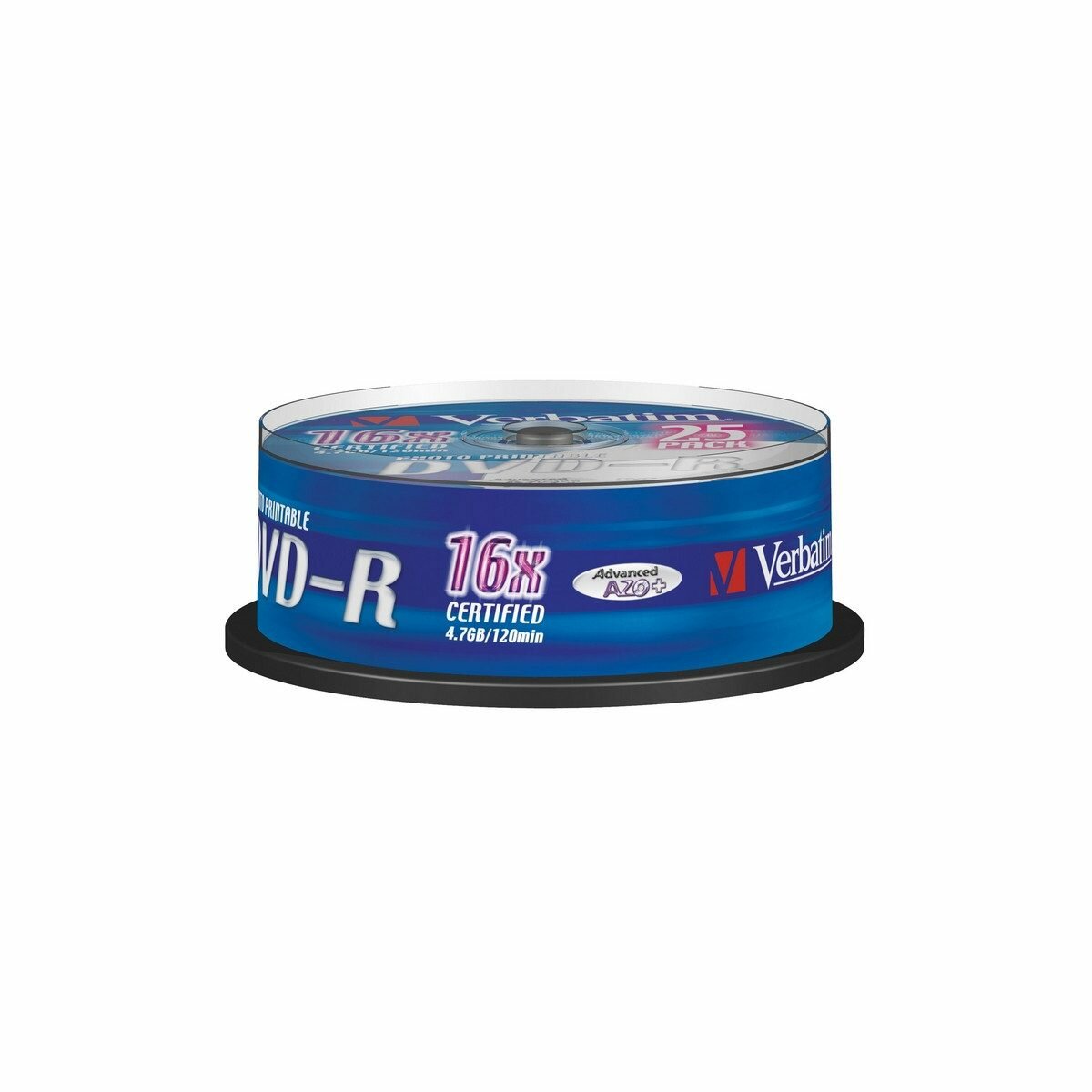 Оптический диск DVD-R Verbatim 4.7Gb, 16x, cake box, printable, 25шт. (43538)
