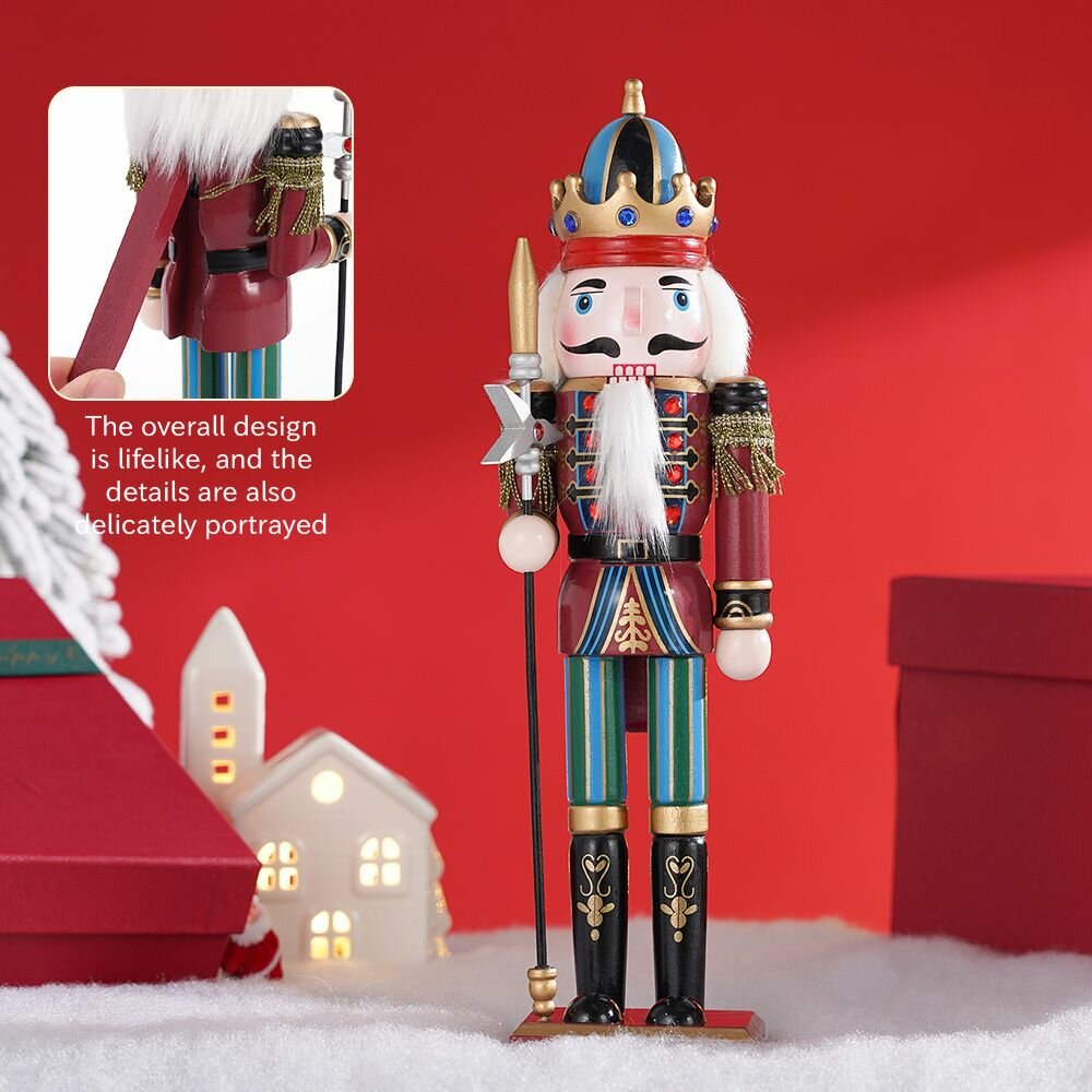 Статуэтка Щелкунчик деревянная красочная 30 см для защиты дома и подарка