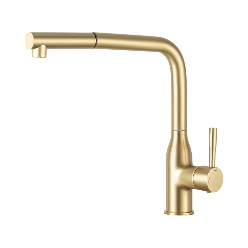 Смеситель для кухни с выдвижным изливом Frap F6096-3, золотой сатин