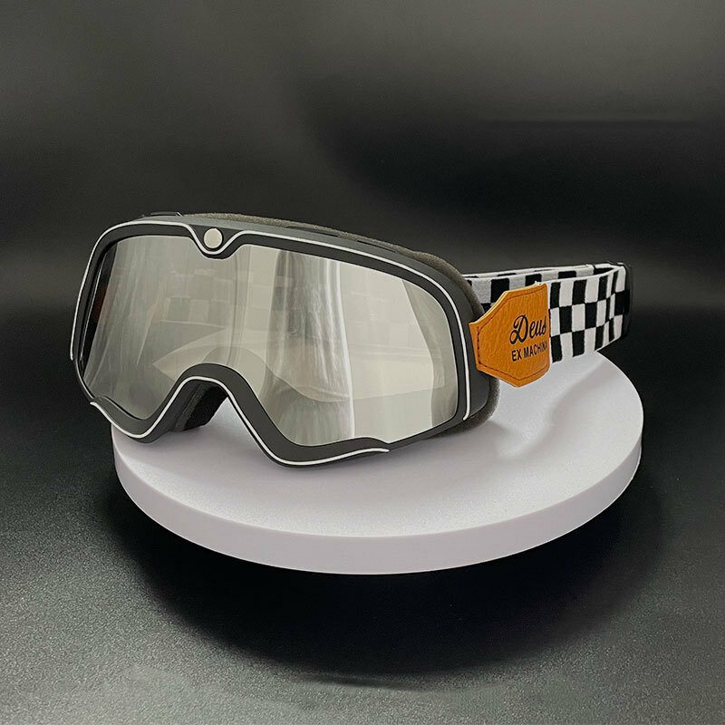 Мотоциклетные очки, ретро-стиль, ветрозащитные, для близоруких, с черной рамкой