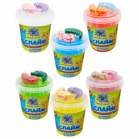 12 шт. Слайм (лизун) с наполнителями микс, 140 г, ассорти 6 видов, JOLLY JOT (джоли джот), 665950