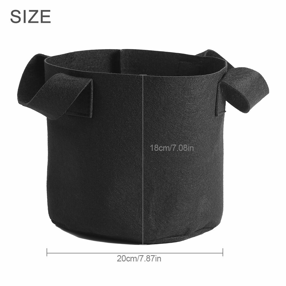 Черная подставка для выращивания растений, мешок для овощей и цветов, аэрационная посадочная горшок-контейнер (5 галлон, 25 x 30 см), материал фетр, для сада, балкона, выращивания овощей, клубники, трав, цветов, с двумя ручками, складной, многоразовый