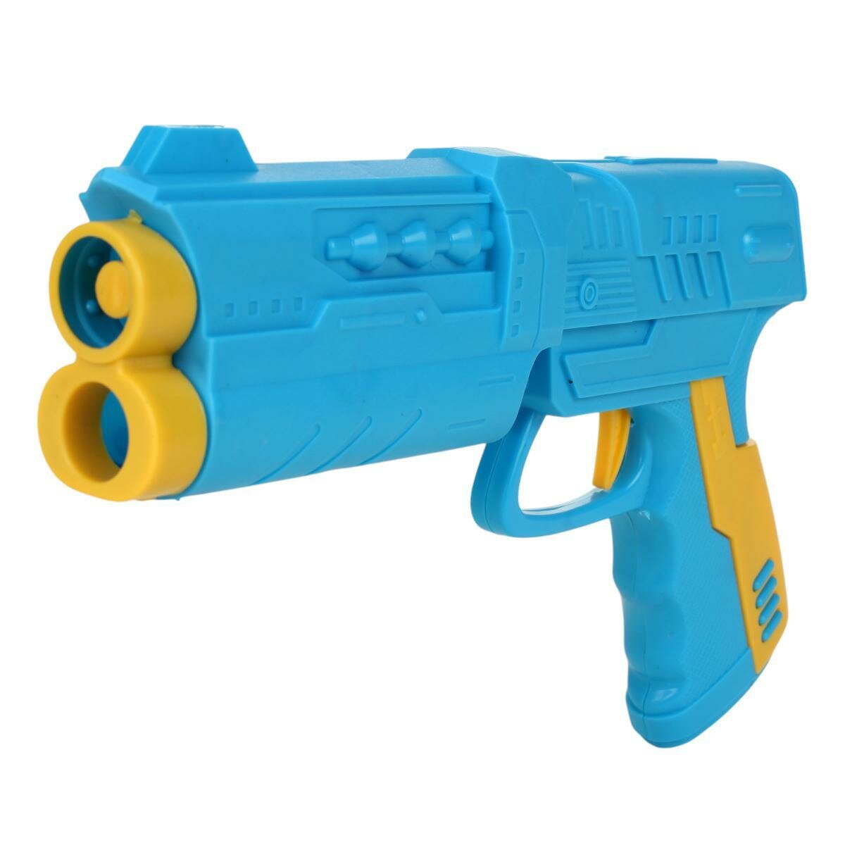 Пистолет игрушечный с мягкими патронами и мишенью, 3 пули, пластик, голубой с желтым