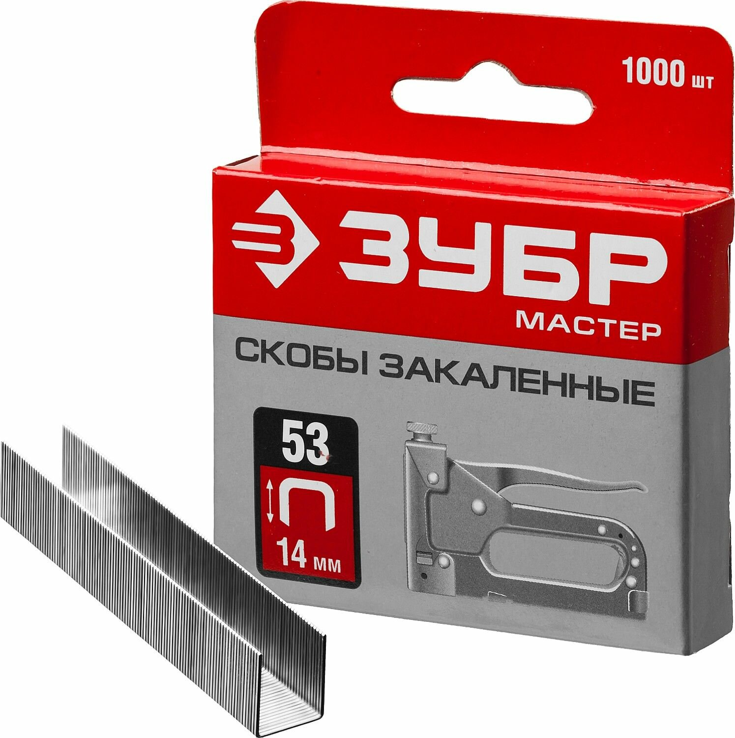 Скобы ЗУБР тип 53 A/10/JT21, 14 мм, 1000 шт, калибр 23GA, для степлера 31625-14