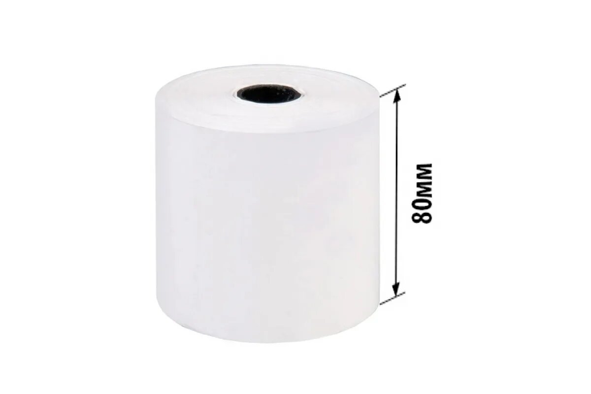 Чековая лента, бумага, термобумага, длина 80м, ширина 80мм, втулка 16мм, белая