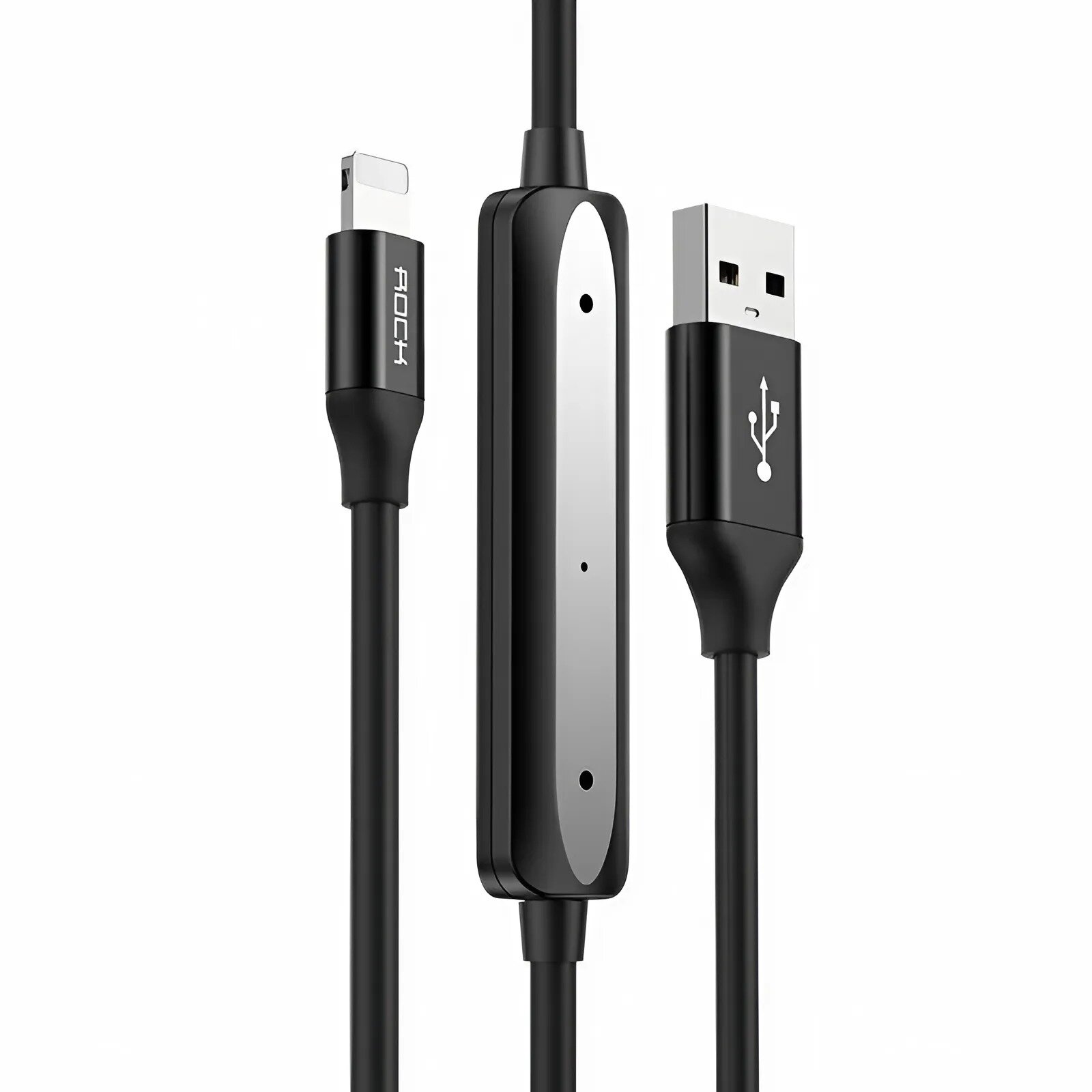 Умный зарядный кабель ROCK USB-A to Lightning 2.4A, с голосовым помощником