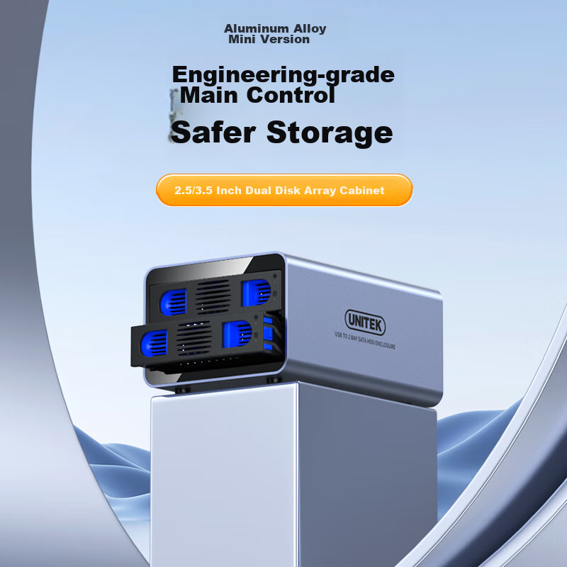 Youyuezhe Dual-Bay RAID Enclosure, Multi-Bay Hard Drive Cabinet, 2.5/3.5-Inch, USB3.0 to SATA Serial Port, External Mechanical SSD Solid State Disk Storage Rack, S308B