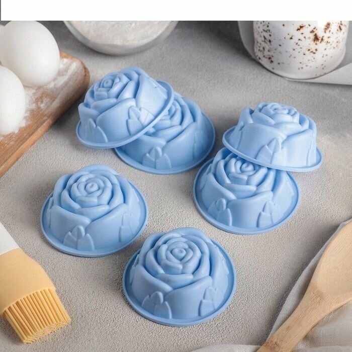 Тарталетка "Роза", силикон, размер 8*3,5см, 6шт.