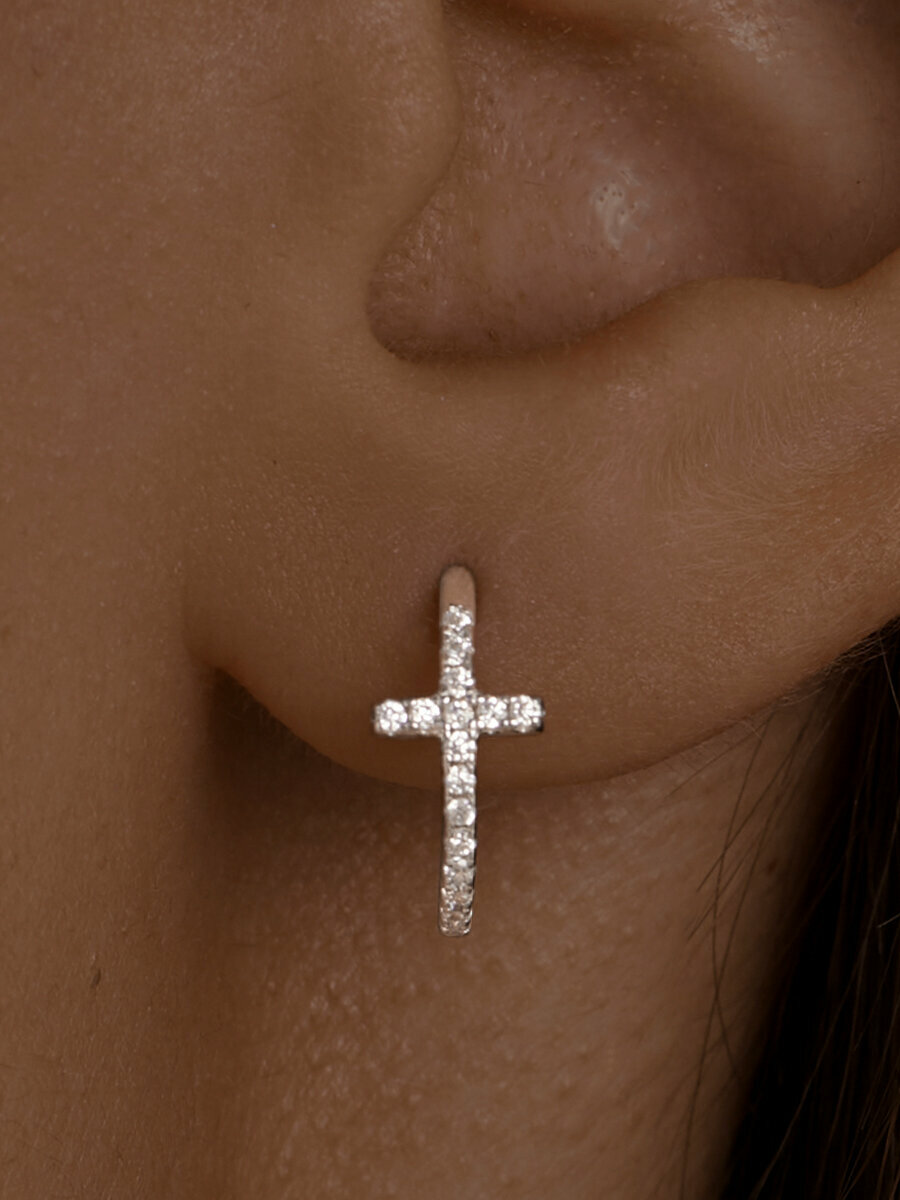 Серьги пусеты Ювелир Карат, серебро, 925 проба, родирование, фианит