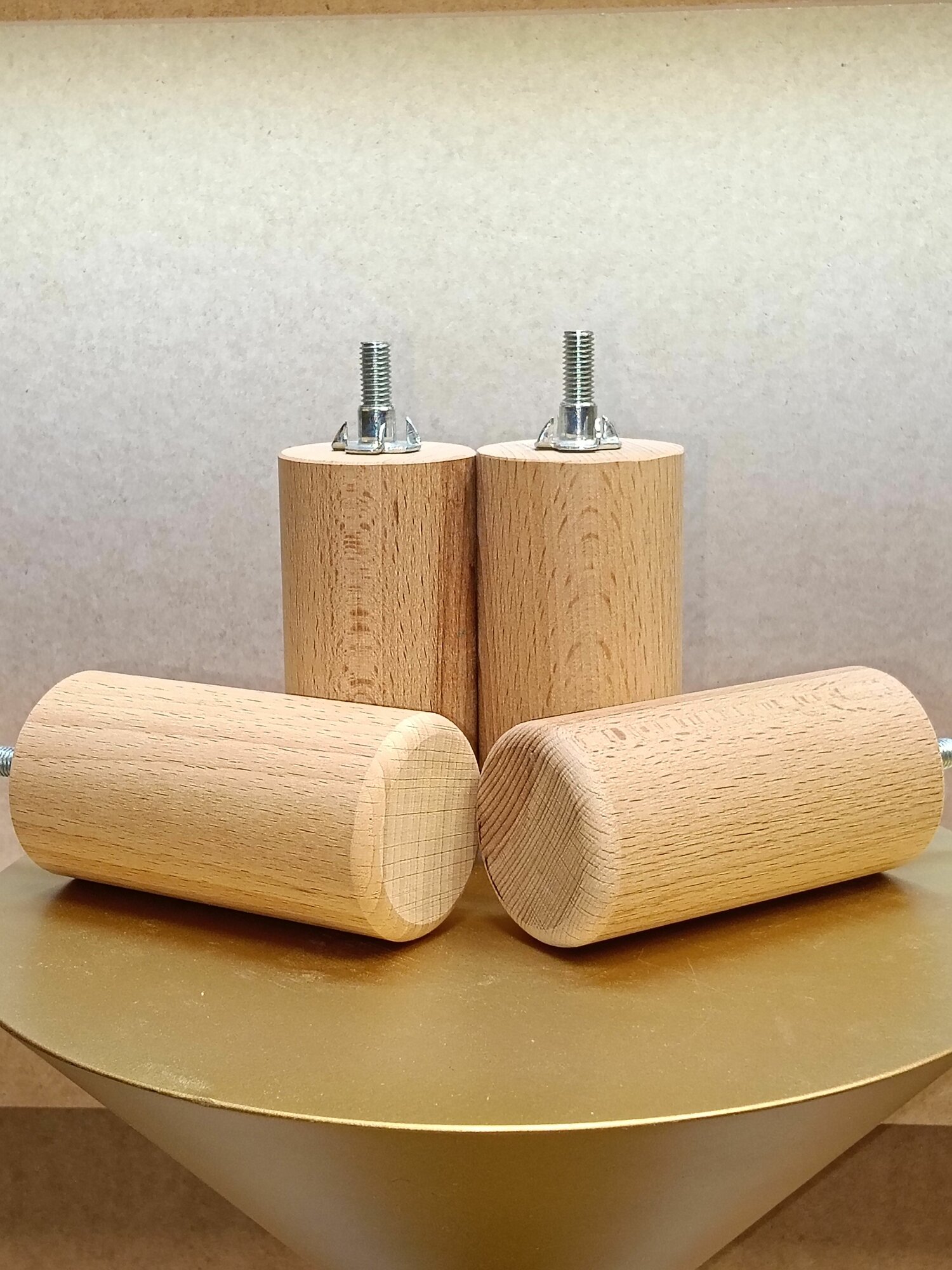 120 мм. Бук 4 шт./Ножки для кровати полированные/Крепеж (шпилька М8, усовая гайка)