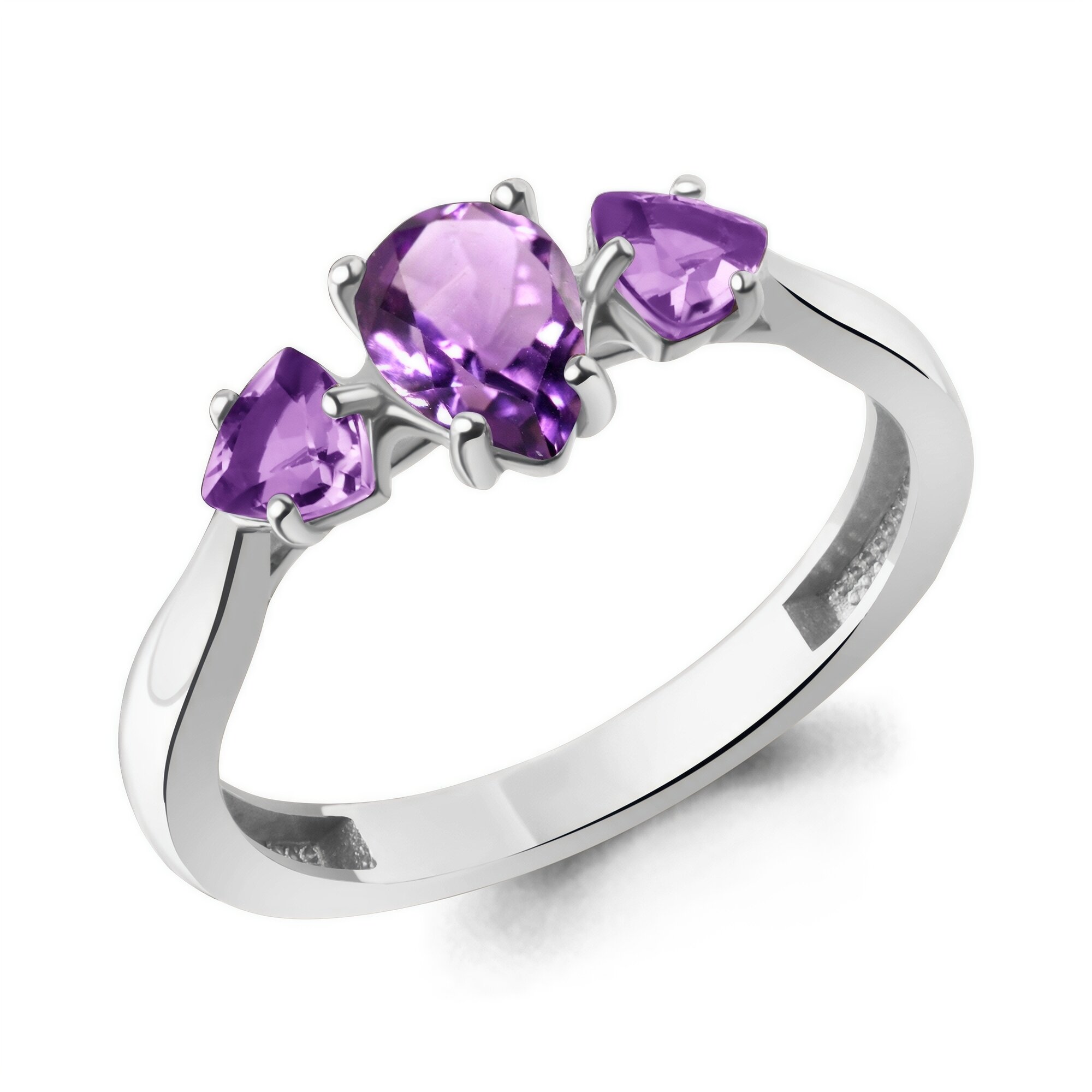 Кольцо, серебро, 925 проба, родирование, аметист