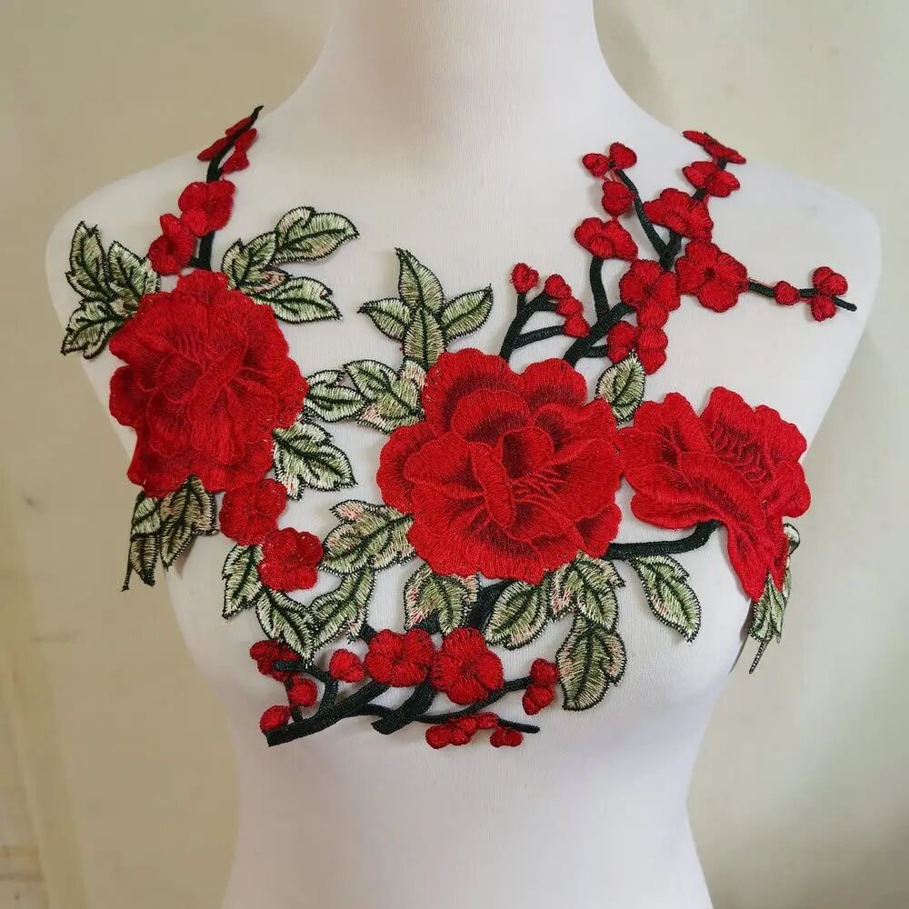 Кружевной вышитый патч HYZELY для одежды Красный, Red