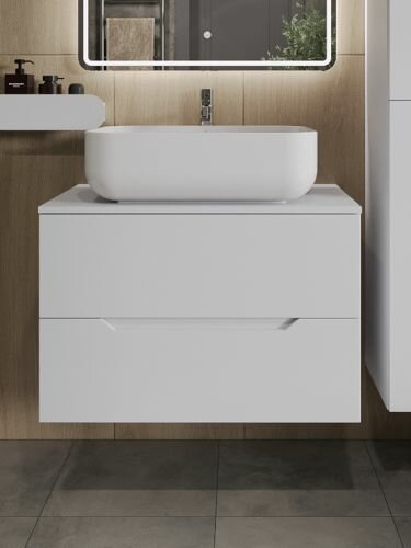 Тумба с раковиной подвесная Orange Line Li-80TuwMDF+B03-600W 80 см, белый