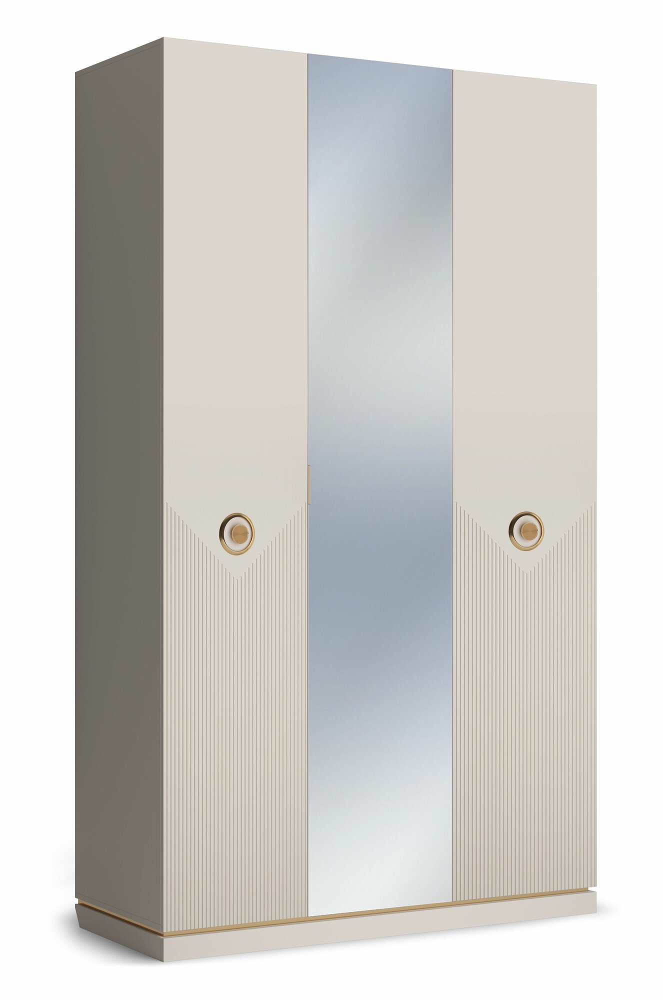 Распашной шкаф Кураж "Капри", ЛДСП/МДФ, трехдверный, с зеркалом и штангой