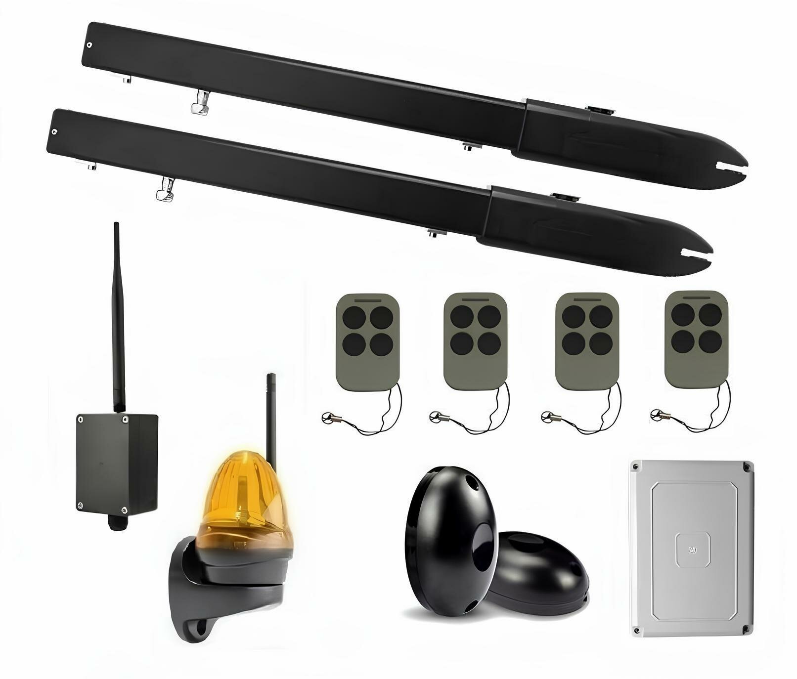 Автоматика для распашных ворот KSW-3000 FULL-T4-BT, комплект: 2 привода, блок управления, 4 пульта, фотоэлементы, лампа, Bluetooth-модуль