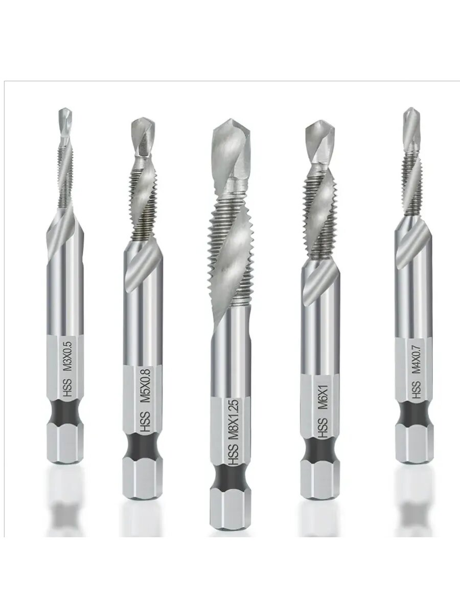 Сверла по металлу из быстрорежущей стали, M3-M10, 6 шт.