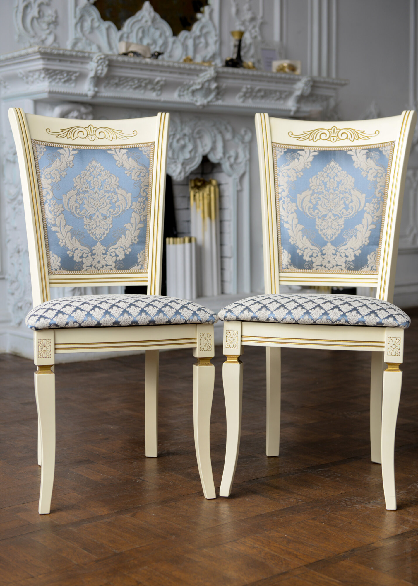 Стулья для гостиной деревянные цвет Слоновая Кость, комплект 2 стула