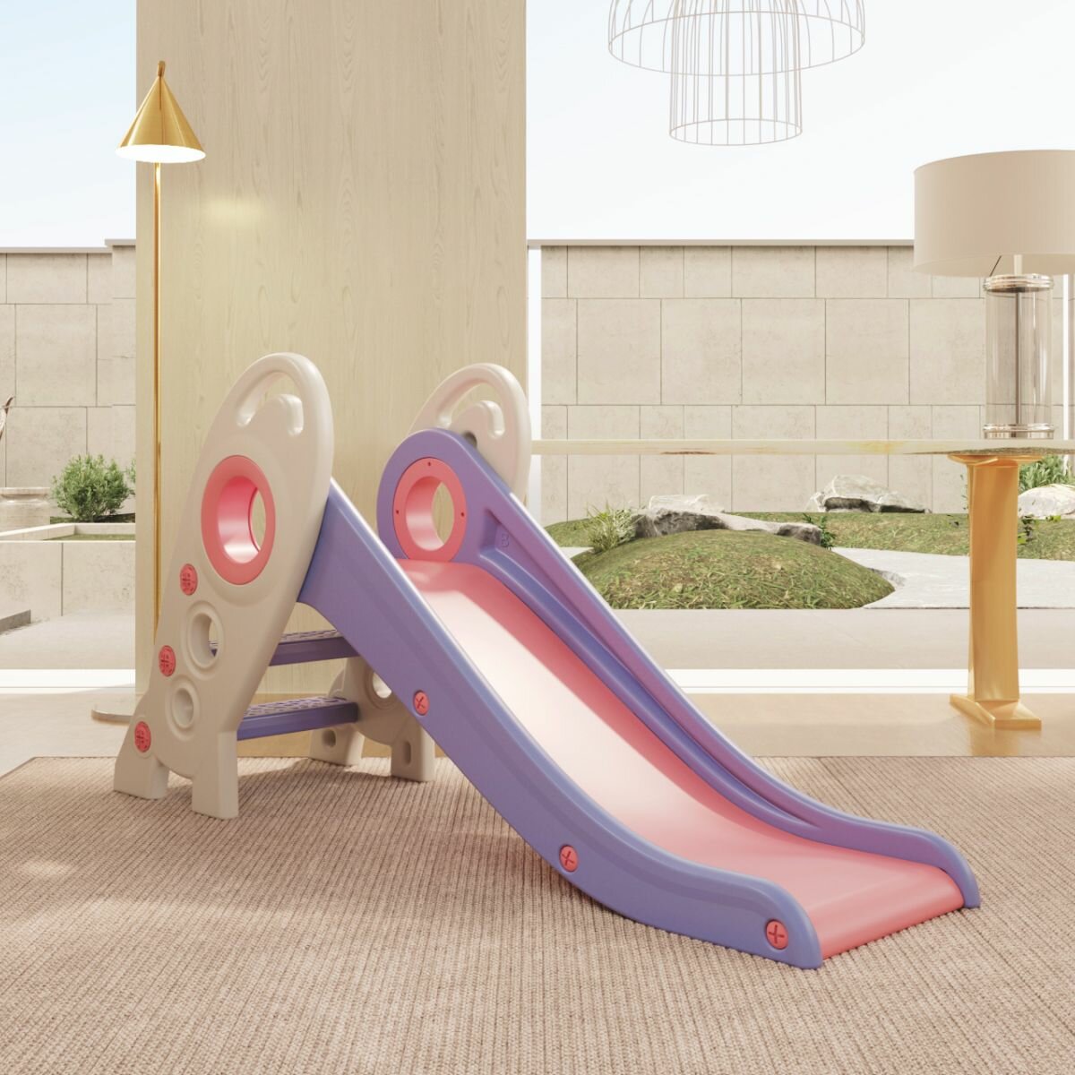 Горка детская для улицы и для дома Perfetto sport PS-0213-L Ракета лиловая