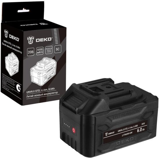 Аккумулятор Deko UNV6.0 STD, Li-ion, 20В, 6.0Ач (085-1086)