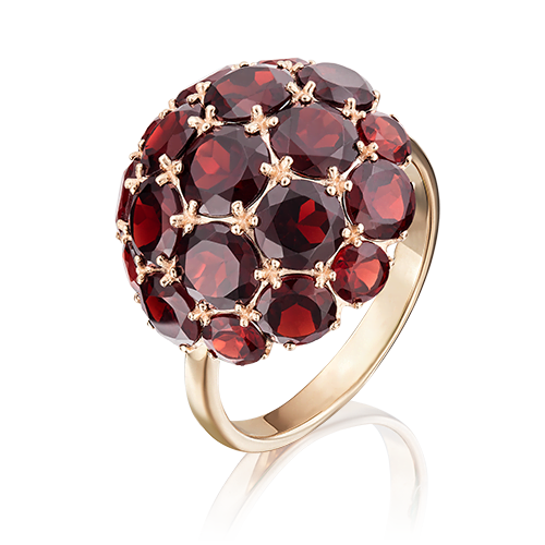 Кольцо, красное золото, 585 проба, гранат