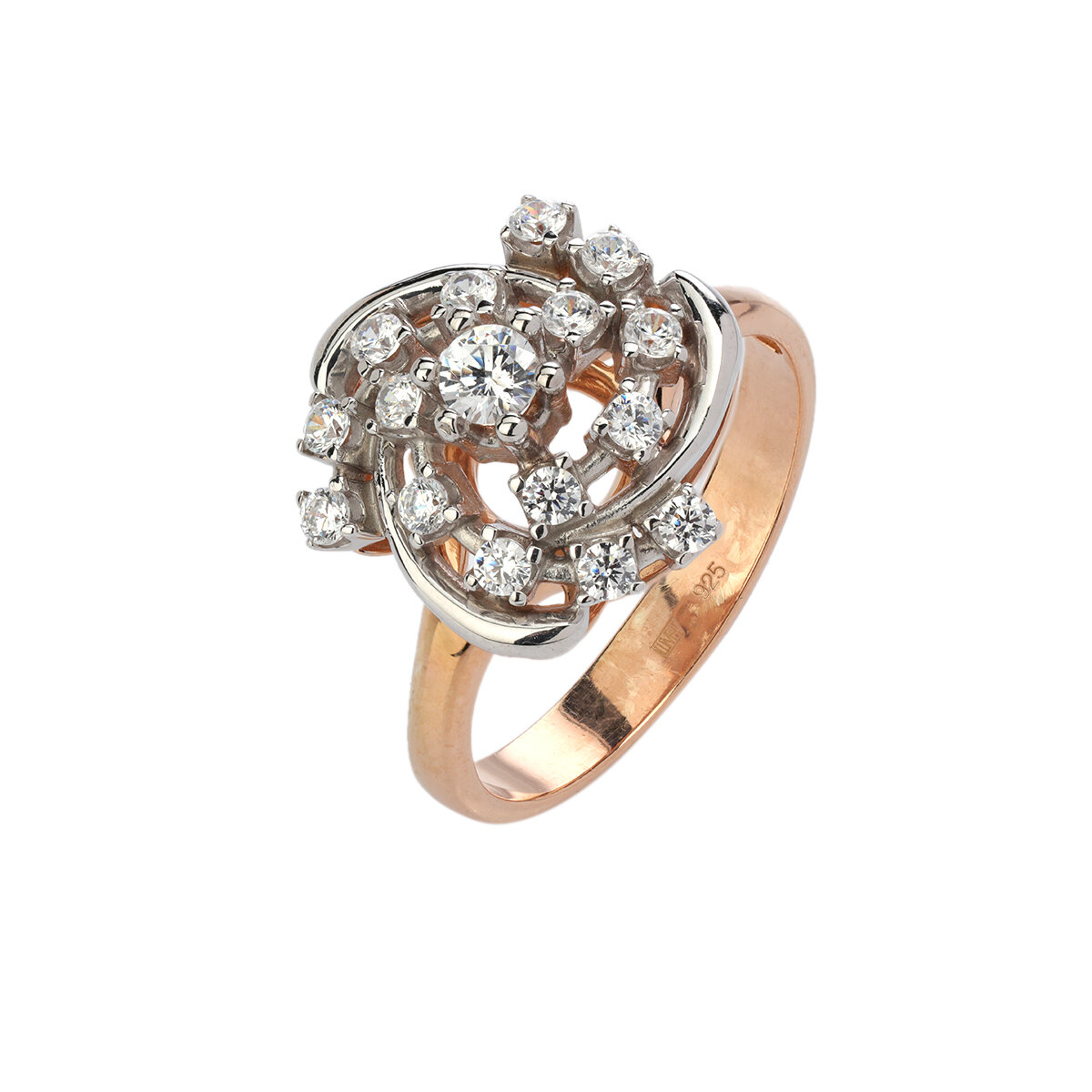 Кольцо, серебро, 925 проба, фианит