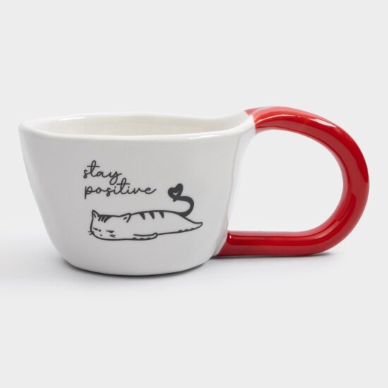 Кружка Anna Lafarg Eccentric Кот 350 мл, фарфор, бело-красный (ANLAF-KY2012)