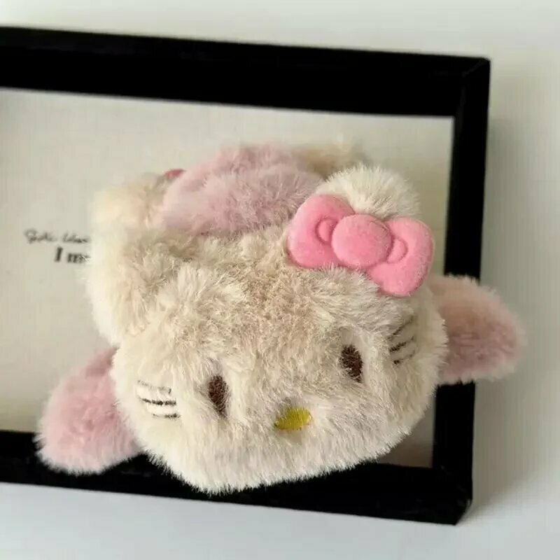 Зажим для волос MINISO "Hello Kitty", розовый, плюшевый, аниме