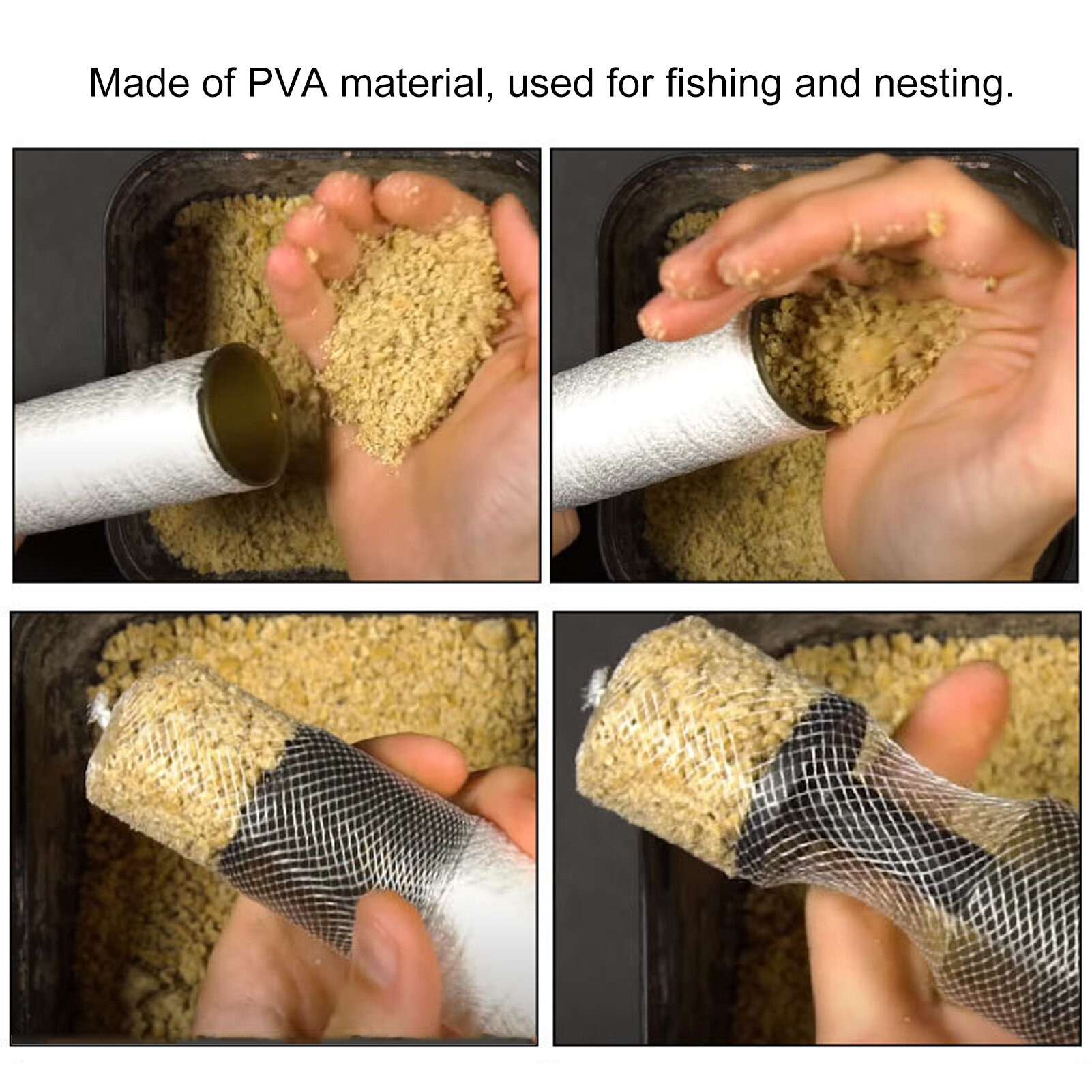 Цилиндр ПВА Водорастворимая сетка ПВА-сетка Растворимая рыболовная кормушка-ловушка Сумка для наживки диаметром 25 мм / 1 дюйм X 5 м / 16,4 фута